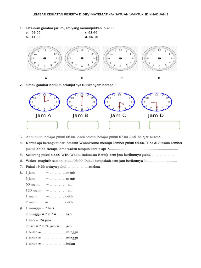16 Maret 2021 LKPD Satuan Waktu | PDF | Seni & Disiplin Bahasa
