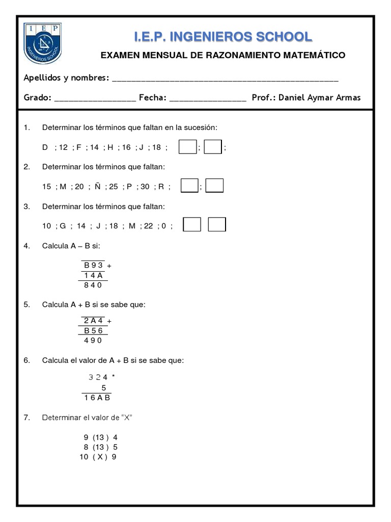 EXAMEN Raz Mat | PDF