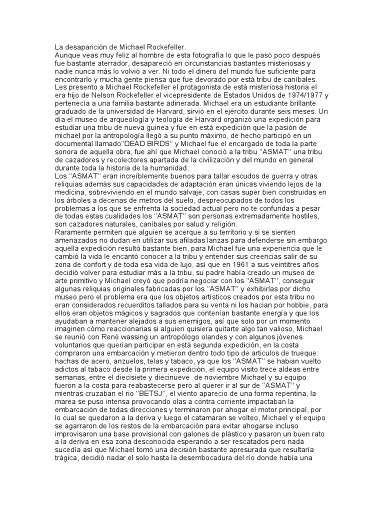 Desaparición de Michael Rockefeller | PDF | Ciencias sociales | Libros ...