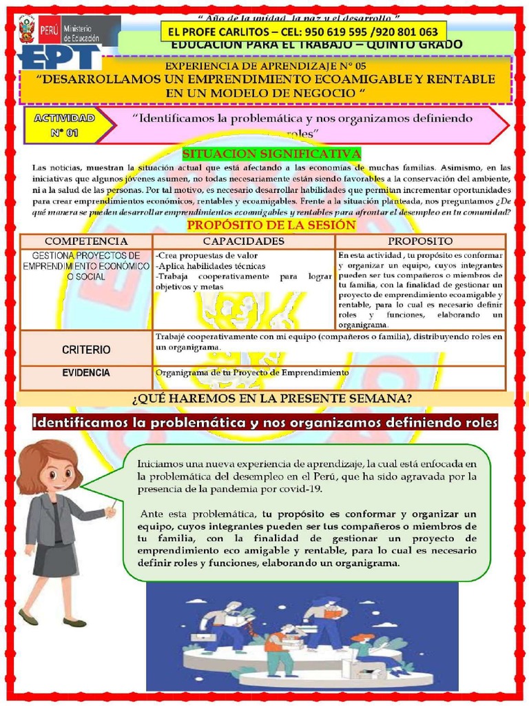 Experiencia de Aprendizaje #05 - Actividad #01 - 5to Grado - Ept - 00001 | PDF