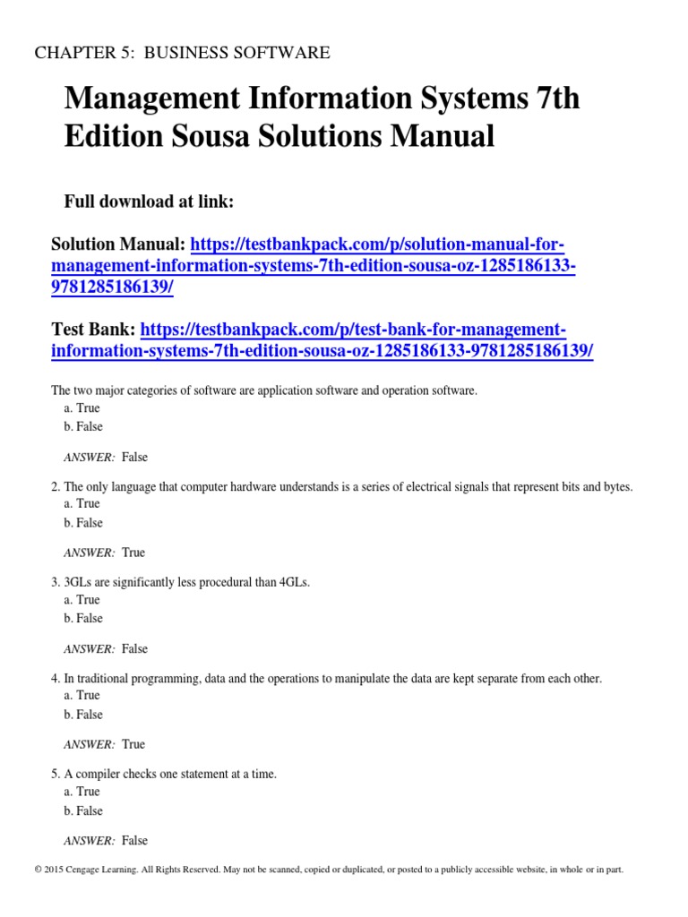 Management Information Systems 7th Edition Sousa Test Bank 1 | PDF