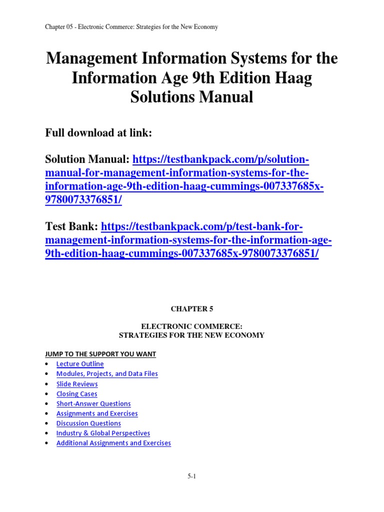Management Information Systems For The Information Age 9th Edition Haag ...