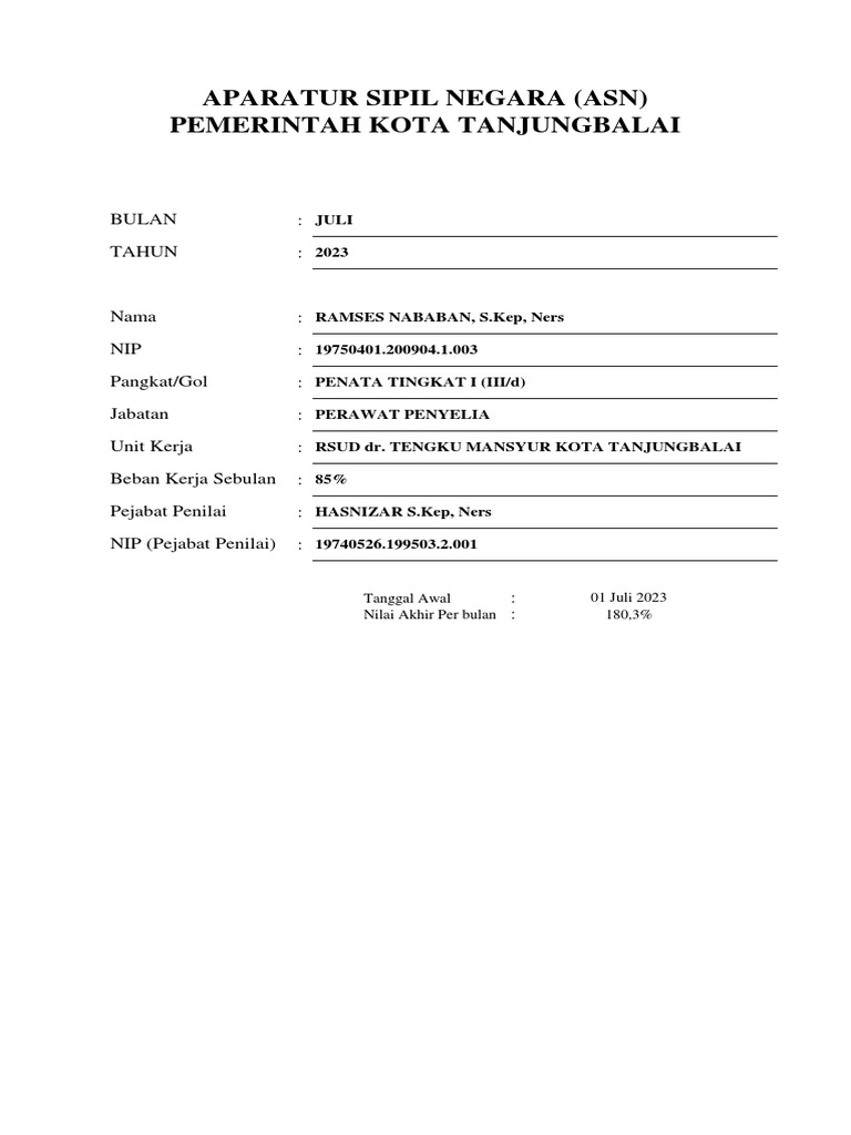 Asli LKH Revisi 2023 Ramses Bulan Juli | PDF