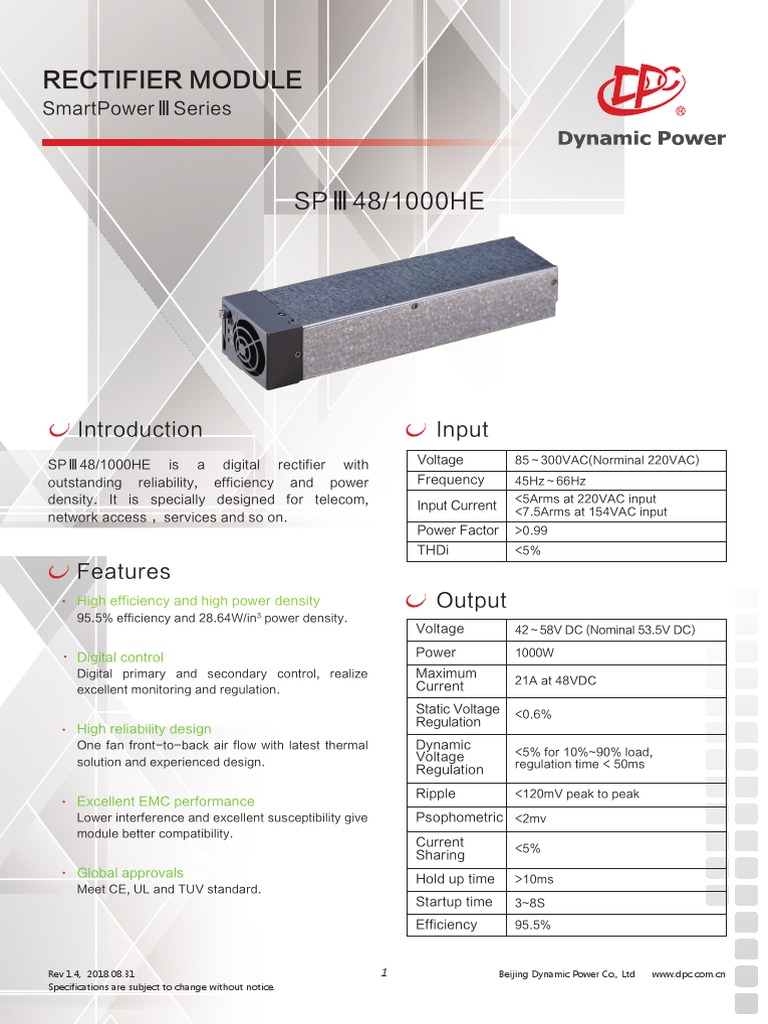 26 - 10280231 - SP III 48-1000HE - Datasheet - V1.4 - 180831 | PDF