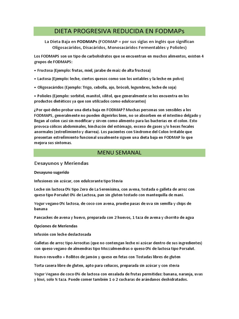 DIETA PROGRESIVA FODMAPs | PDF