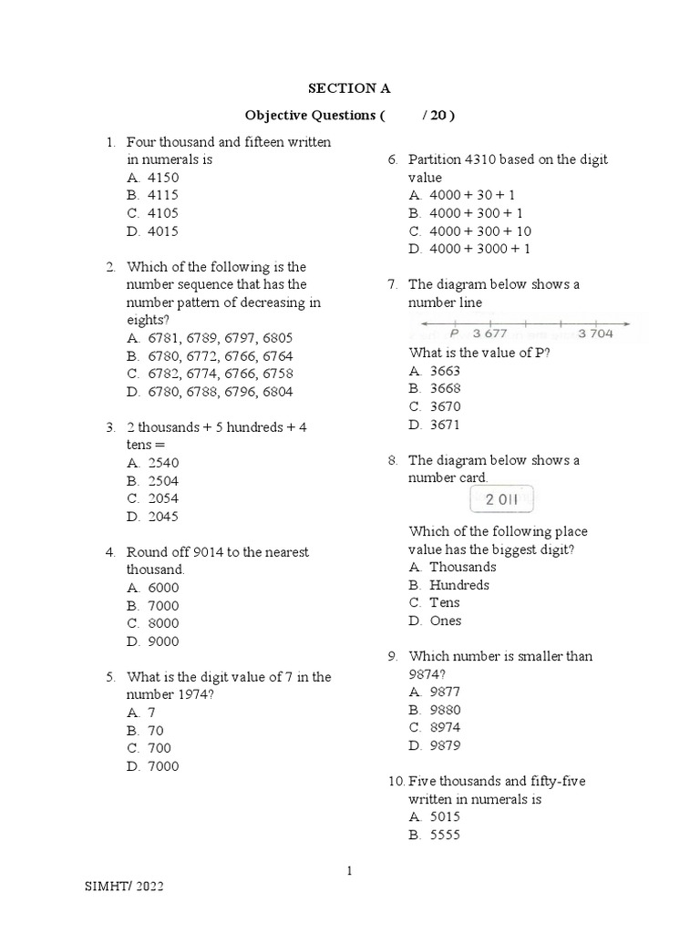 Math Year 3 Mid Year Exam | PDF