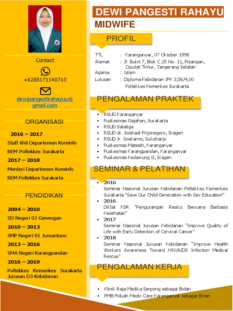 CV Dewi Pangesti Rahayu | PDF | Sains & Matematika