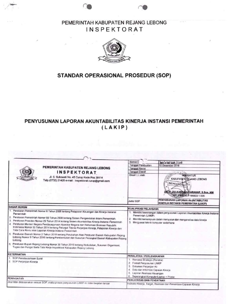 Sop Penyusunan Lakip | PDF