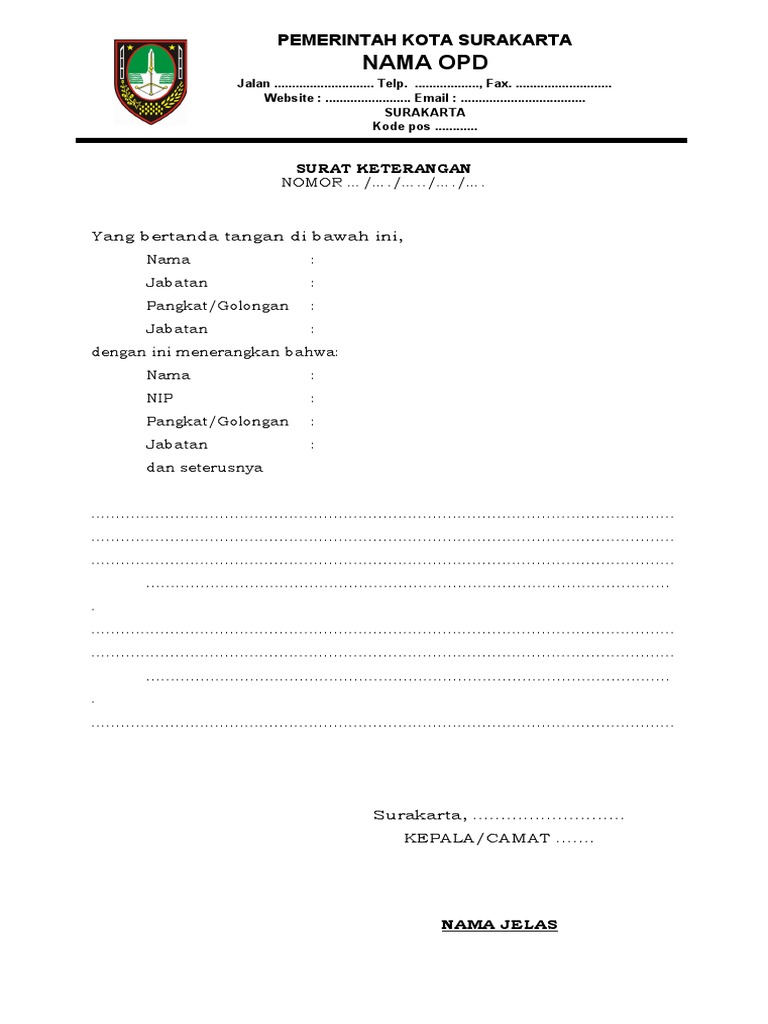 SURAT KETERANGAN OPD | PDF