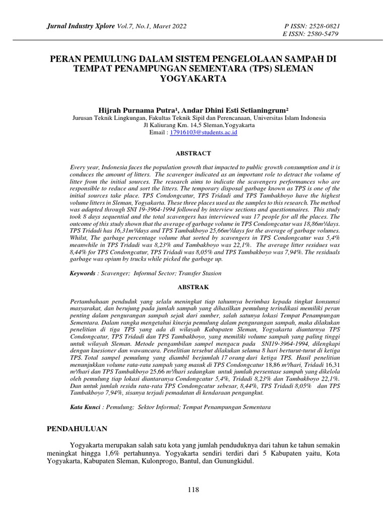 Peran Pemulung Dalam Sistem Pengelolaan Sampah Di Tempat Penampungan ...