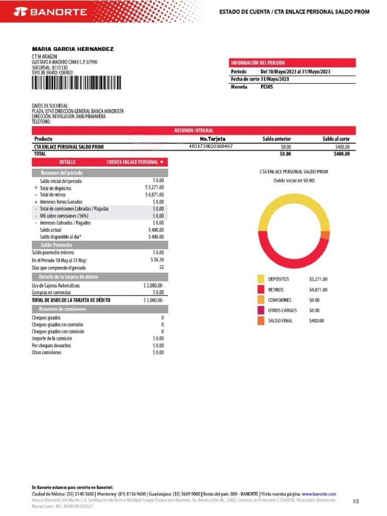 Maria Hernández estado de cuenta banorte | PDF