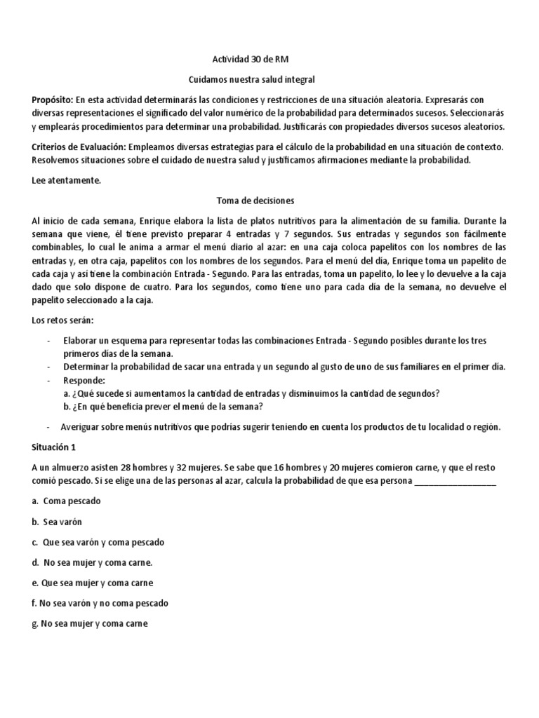 Actividad 30 de RMAT | PDF | Probabilidad