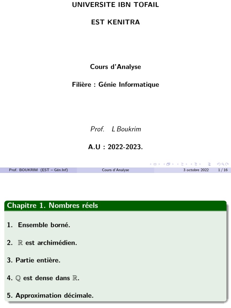 Analyse EST Chap1 2021-23 Slide | PDF