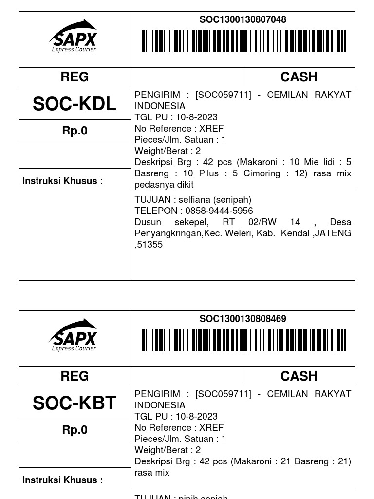 Resi Sap Non Cod 10 Ags 23 | PDF
