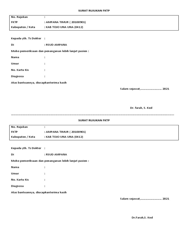 Surat Rujukan FKTP | PDF