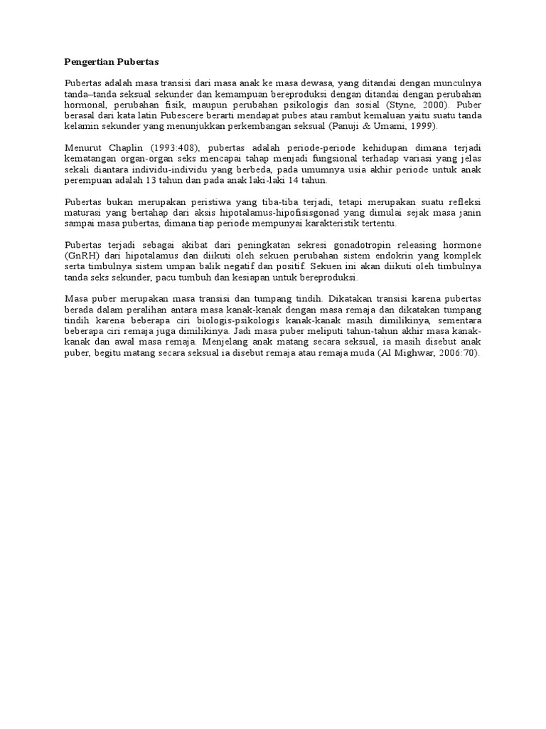 Pengertian Pubertas | PDF