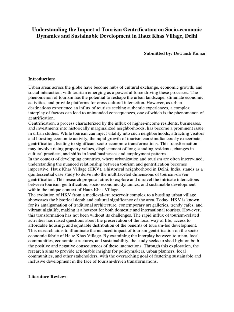 Understanding The Impact of Tourism Gentrification On Socio-Economic ...