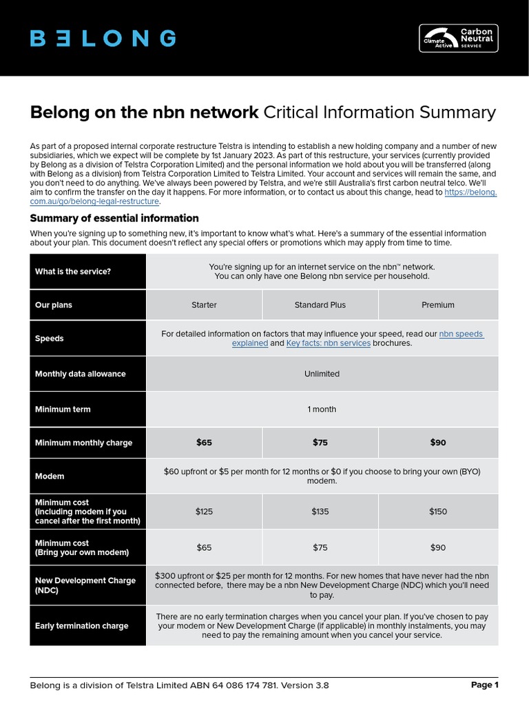 CIS Belong NBN | PDF | Fiber To The X | Debit Card