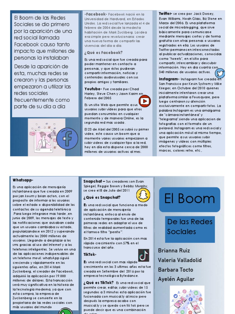 Triptico Del Boom de Las Redes Sociales | PDF | Snapchat