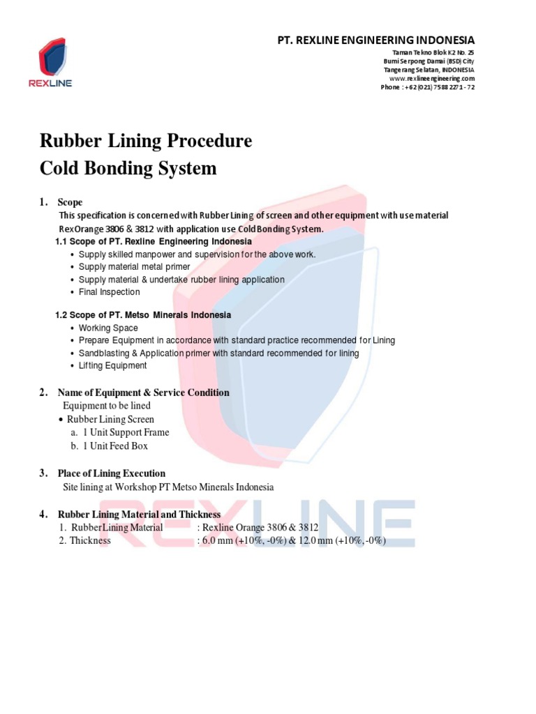Procedure Rubber Lining (PT MMI) | PDF