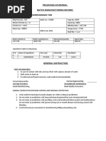 Batch Manufacturing Record SAMPLE | PDF | Tablet (Pharmacy) | Nature