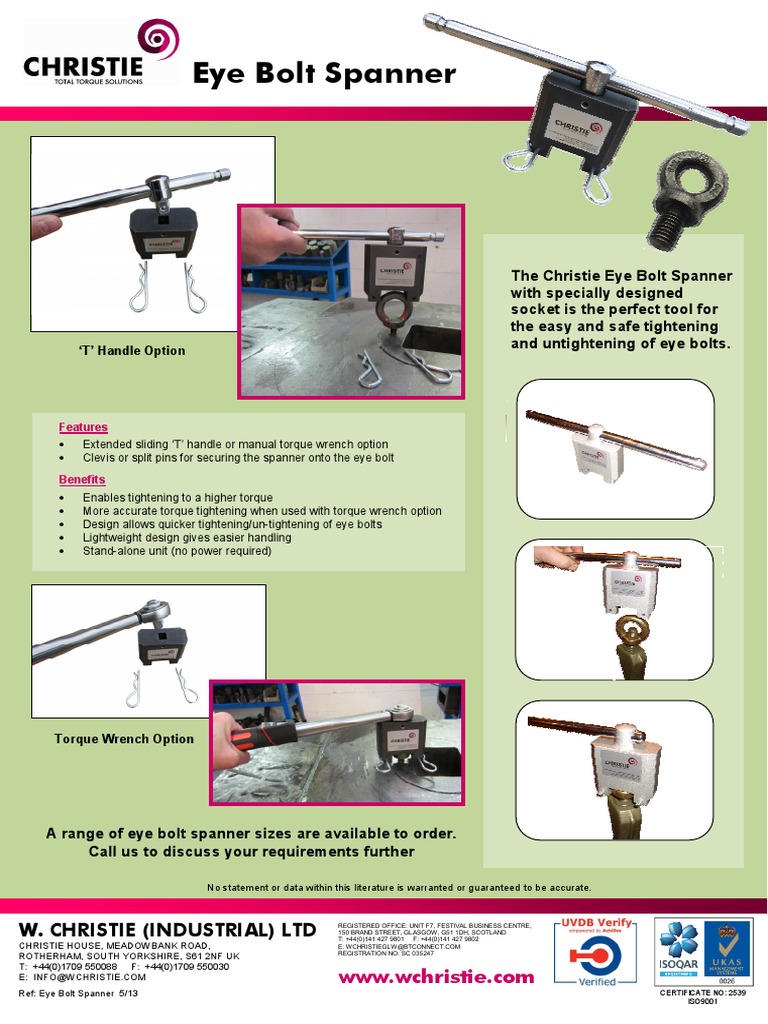 Revised Eye Bolt Spanner Flyer 2013 2 | PDF