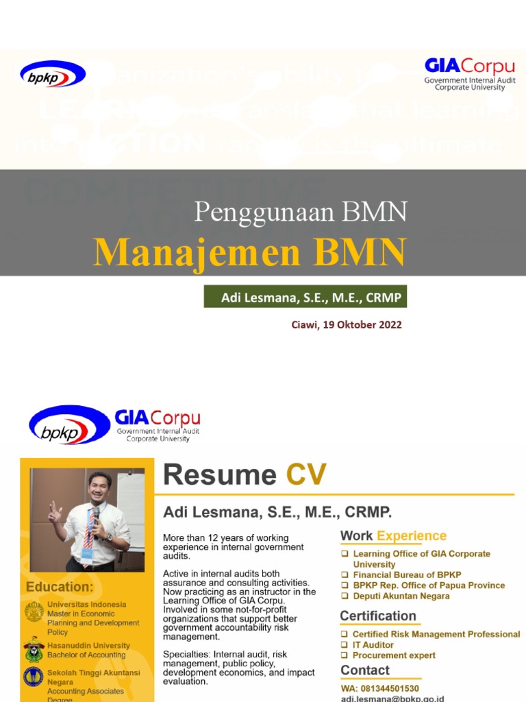 Bahan Ajar Penggunaan BMN - Adi Lesmana | PDF