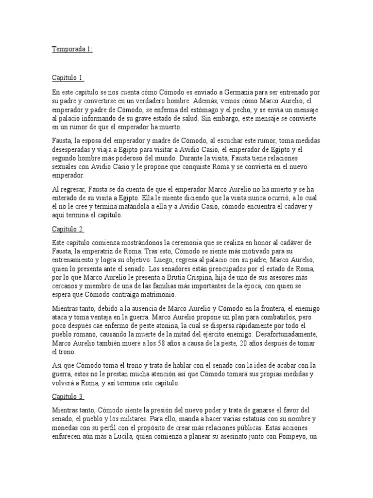 Resumen de "Imperio Romano" Temporada 1 | PDF