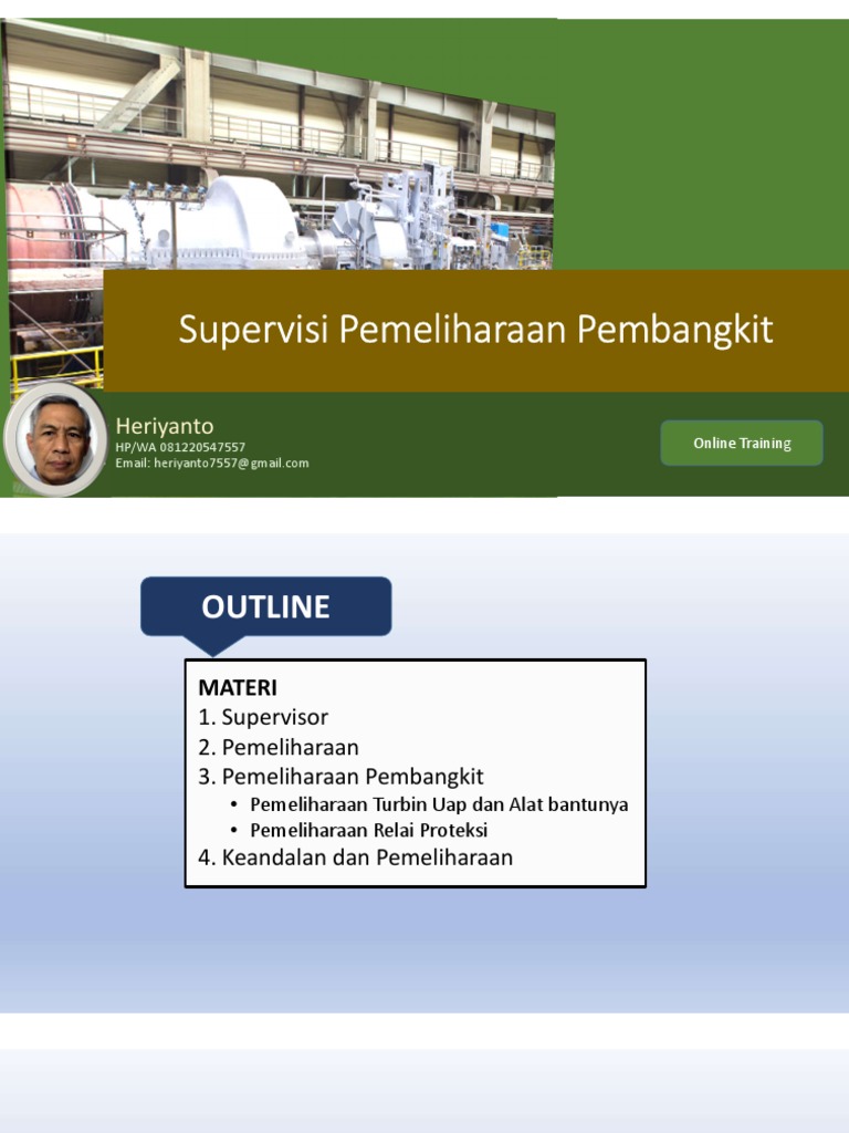 TRAINING Supervisi Pemeliharaan Pembangkit | PDF