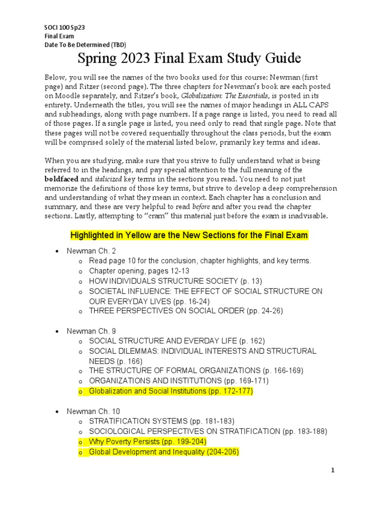 Final Exam Study Guide SOCI 100 Sp23 | PDF | Economies Final Exam Study Guide SOCI 100 Sp23 | PDF | Economies