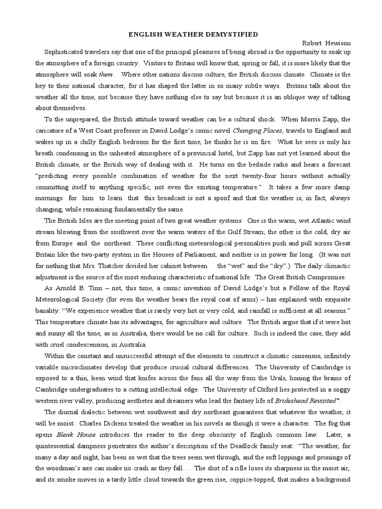 English Weather Demystified | PDF | History