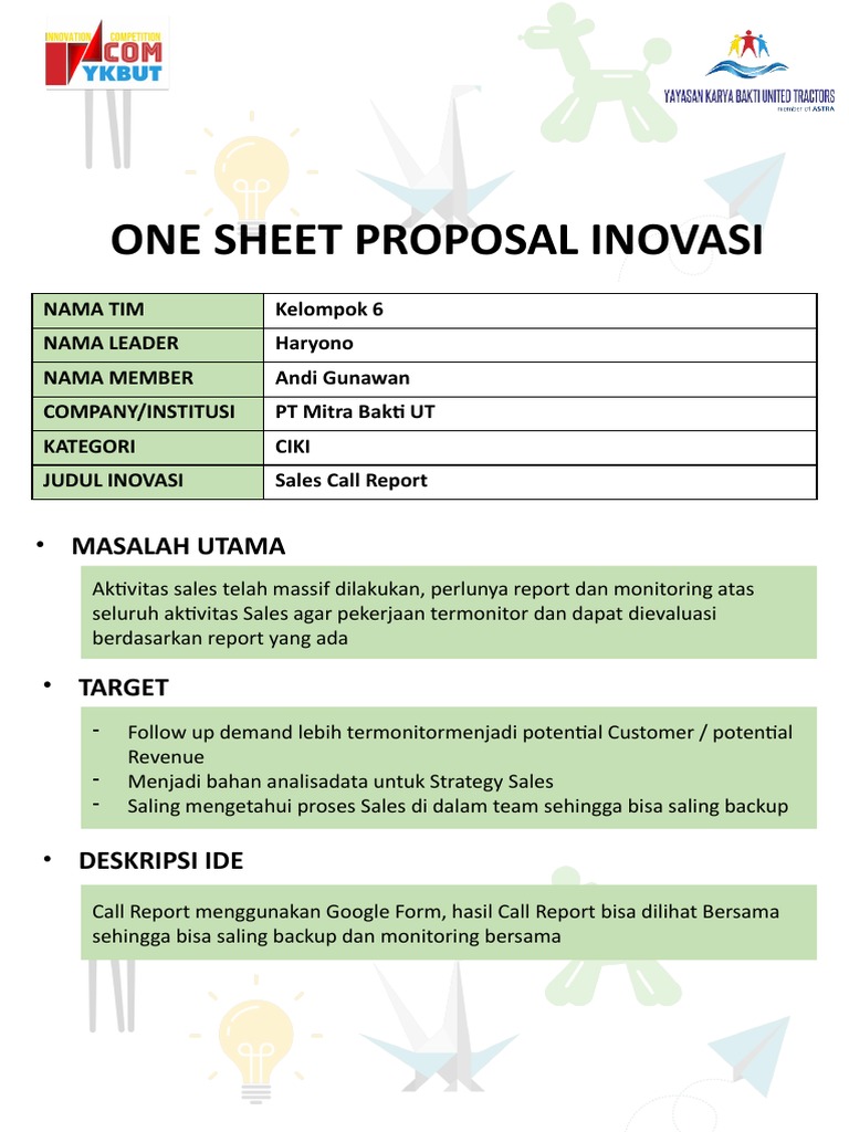 Proposal Inovasi YKBUT - Andi Gunawan | PDF