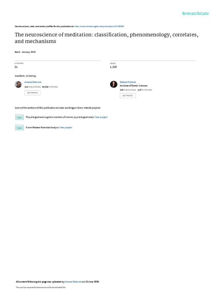 Brandmeyer - Et.al.2019 The Neuroscience of Meditation | PDF