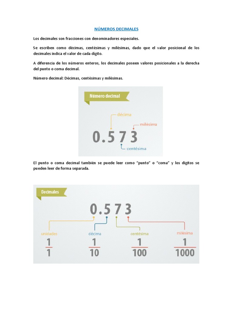 Números Decimales | PDF | Decimal | Notación