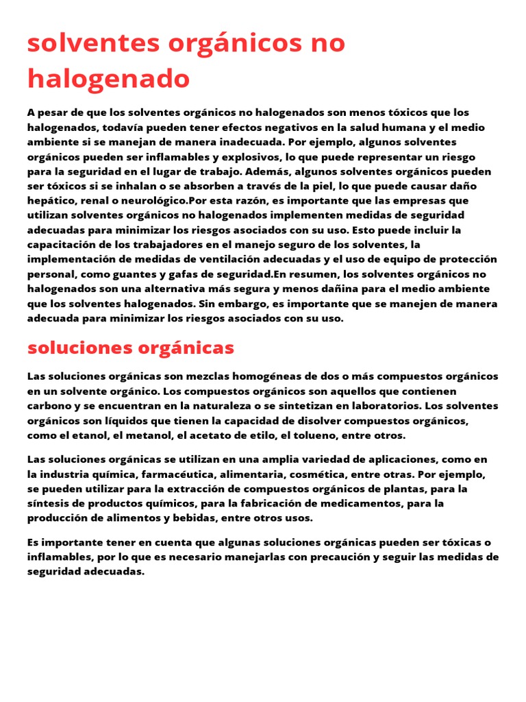 Riesgos de Solventes No Halogenados | PDF
