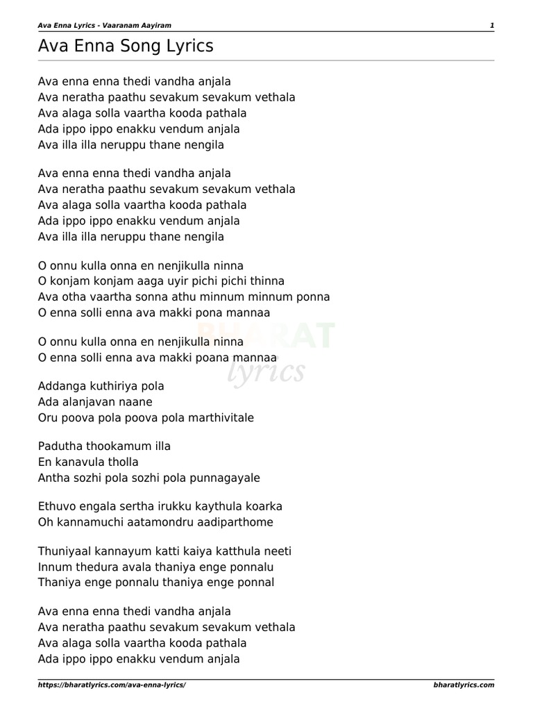 ava-enna-lyrics | PDF