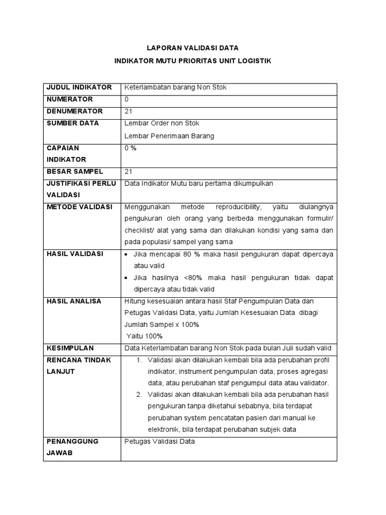 VALIDASI DATA LOGISTIK | PDF