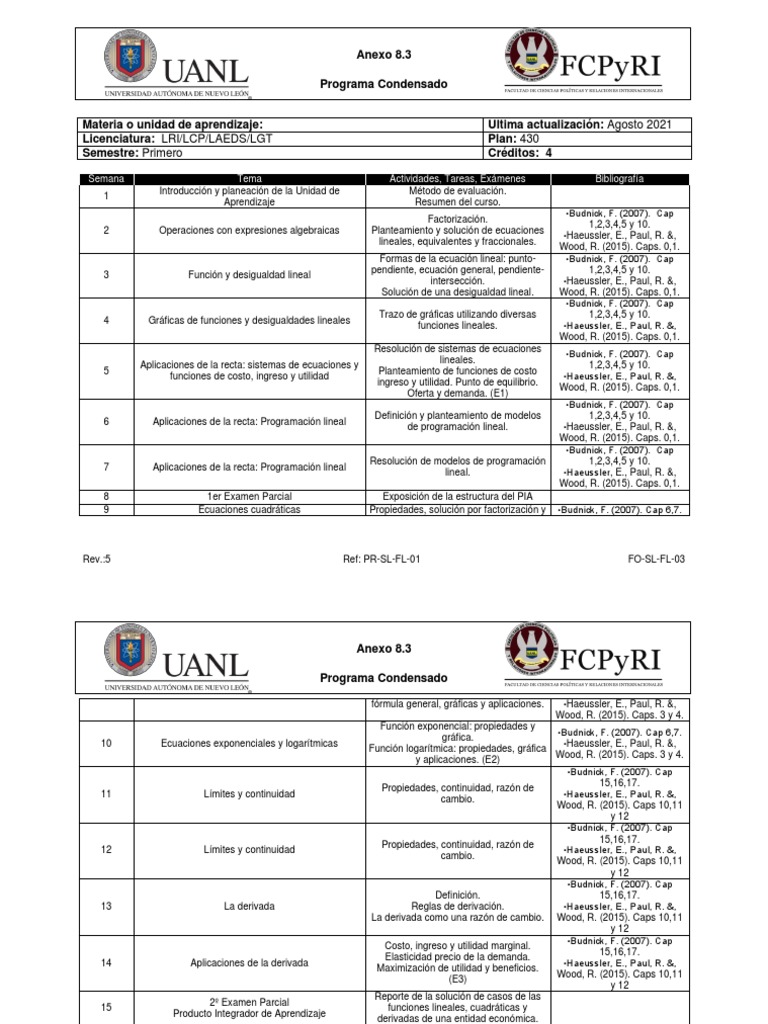 Programa Matemáticas Aplicadas | PDF