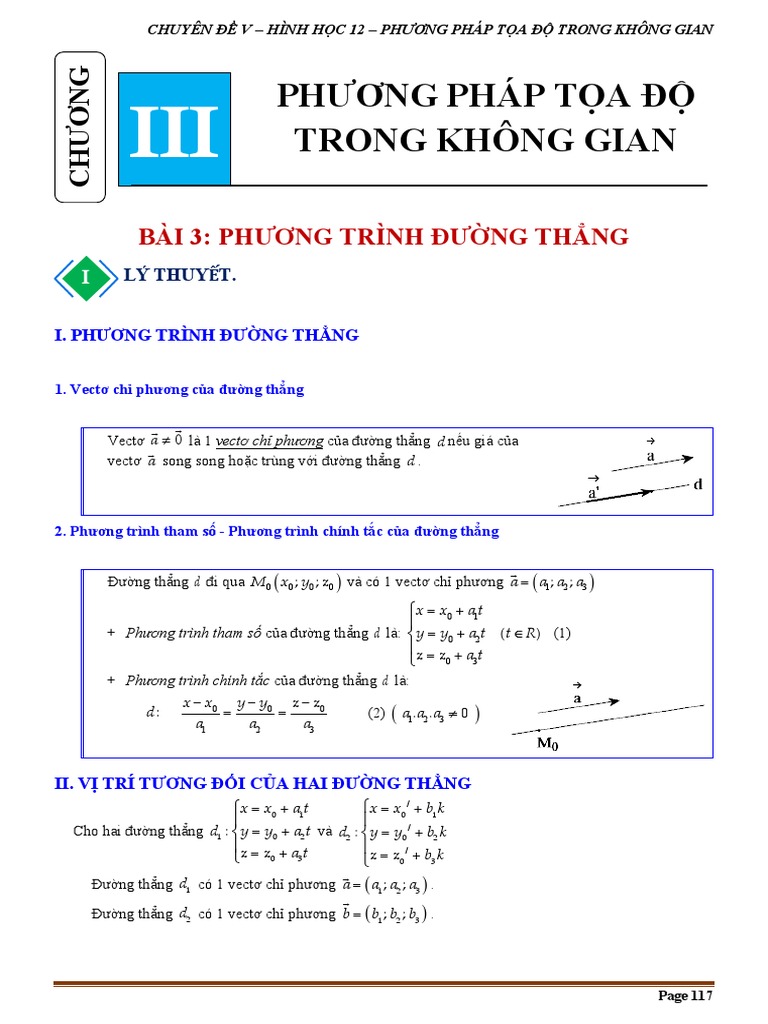 Tai Lieu Chuyen de Phuong Trinh Duong Thang Trong Khong Gian | PDF