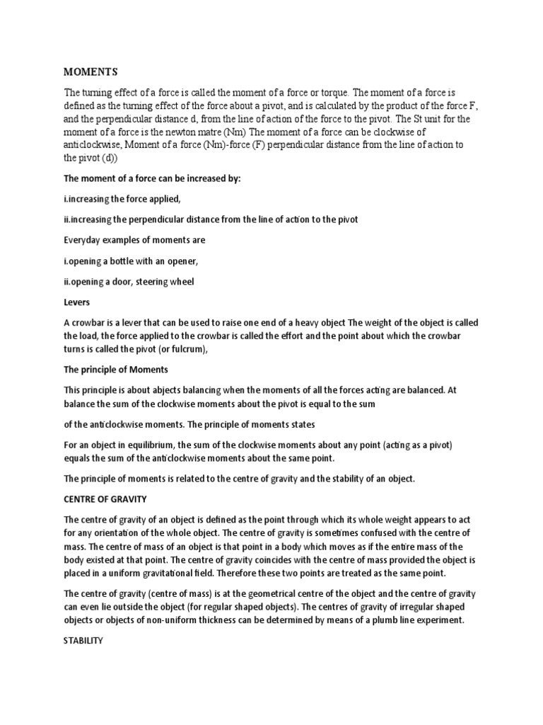MOMENTS Notes Physics | PDF