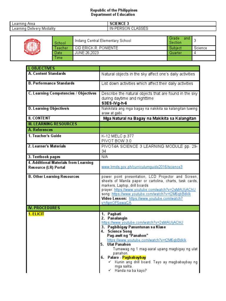 SCIENCE-3-Q4-TAGALOG_Mga-Natural-na-Bagay-na-Makikita-sa-Kalangitan | PDF