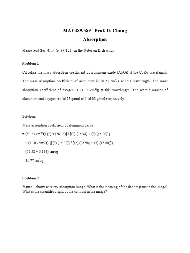 MAE589 Mass Absorption Coefficient | PDF | Teaching Methods & Materials