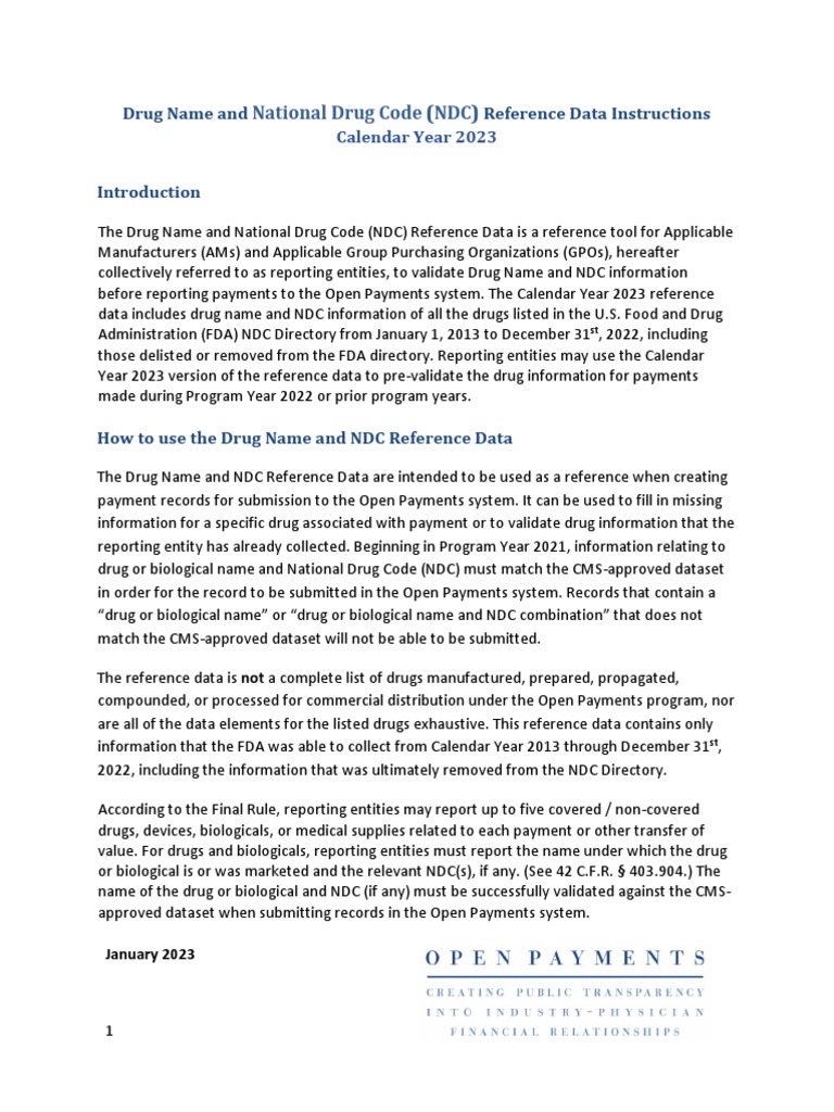 Drug Name and NDC Reference Data Instructions CY2023 | PDF | Microsoft ...