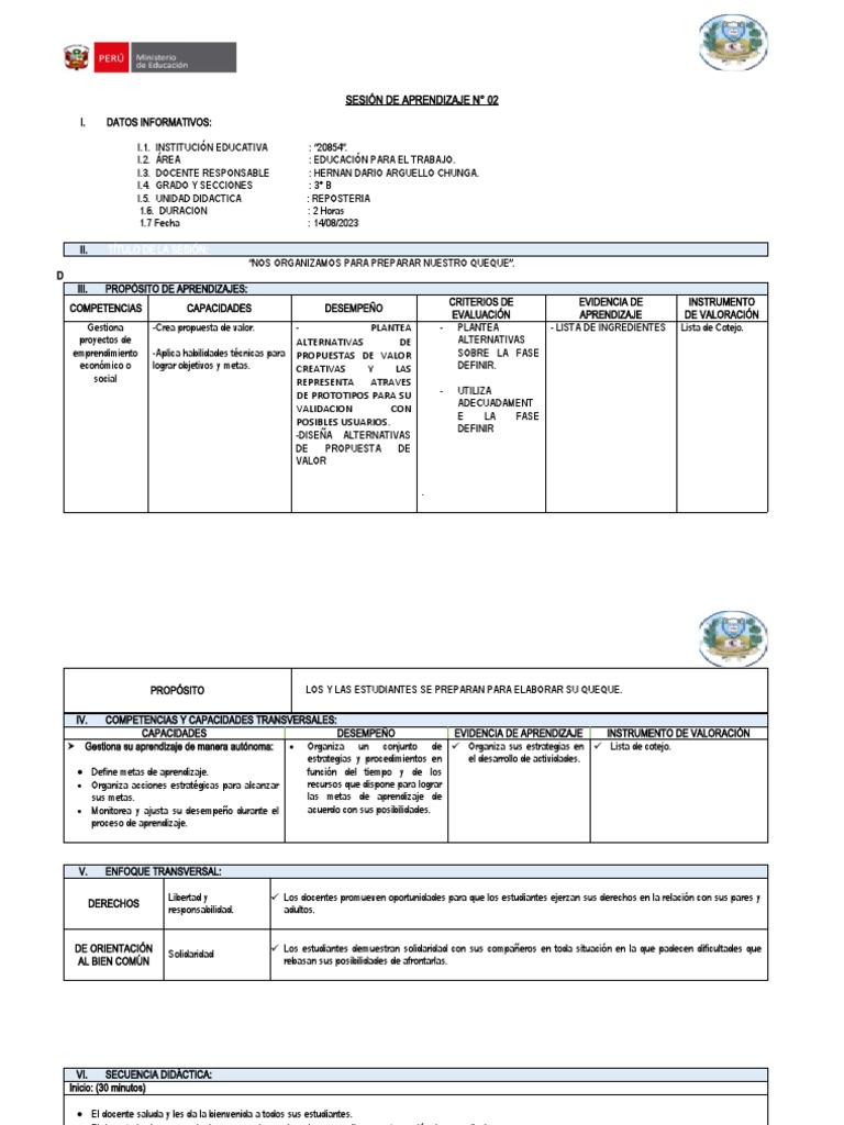 Sesion Sobre La Preparacion de Queque | PDF