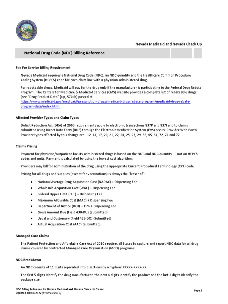 NV Billing NDC Reference | PDF