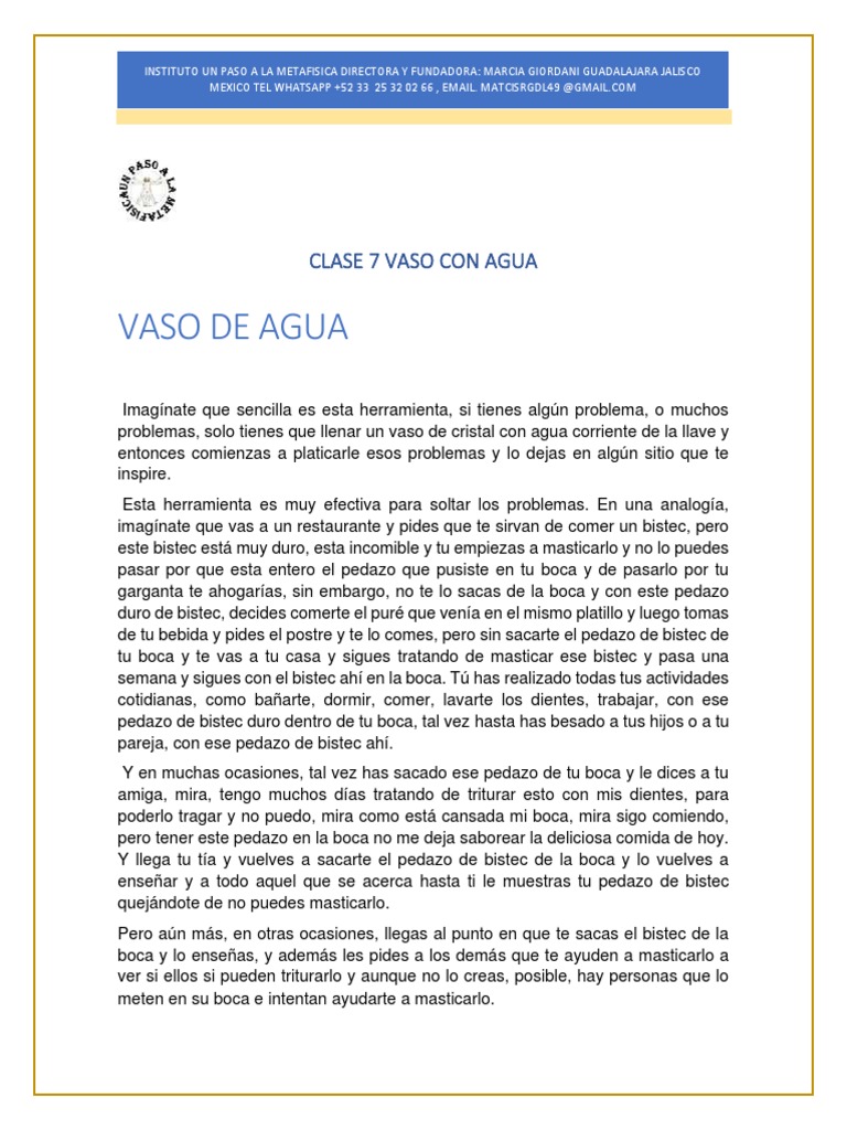Clase 7 Vaso Con Agua | PDF | Agua