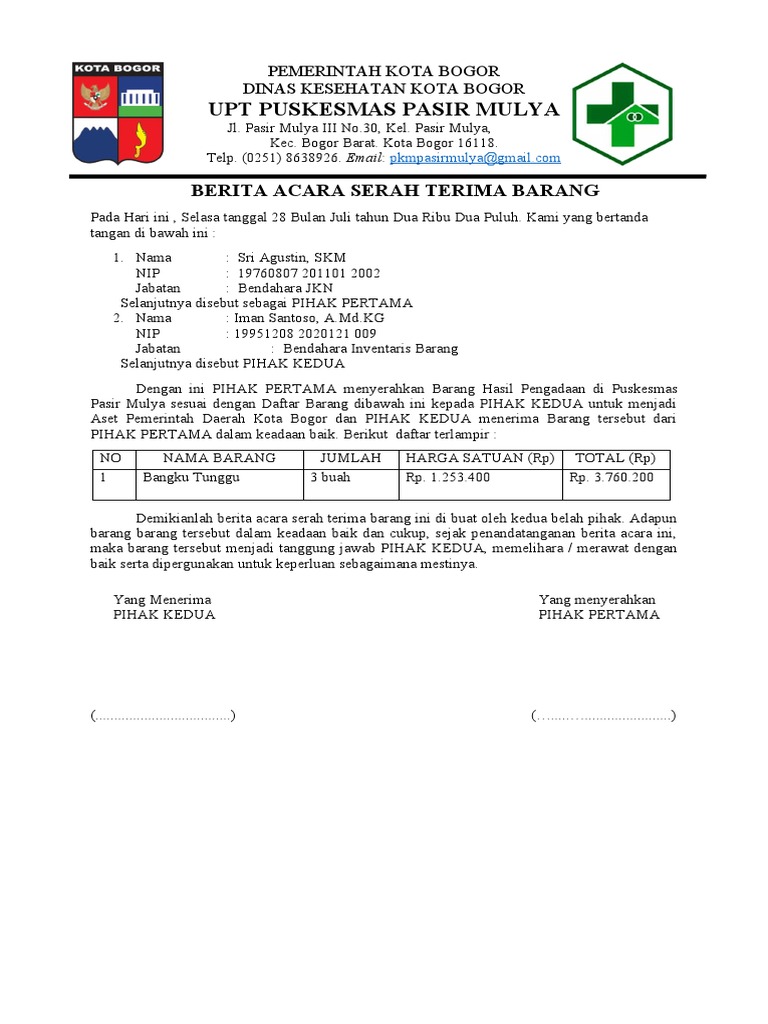 Bast JKN (Berita Acara Serah Terima Barang) | PDF