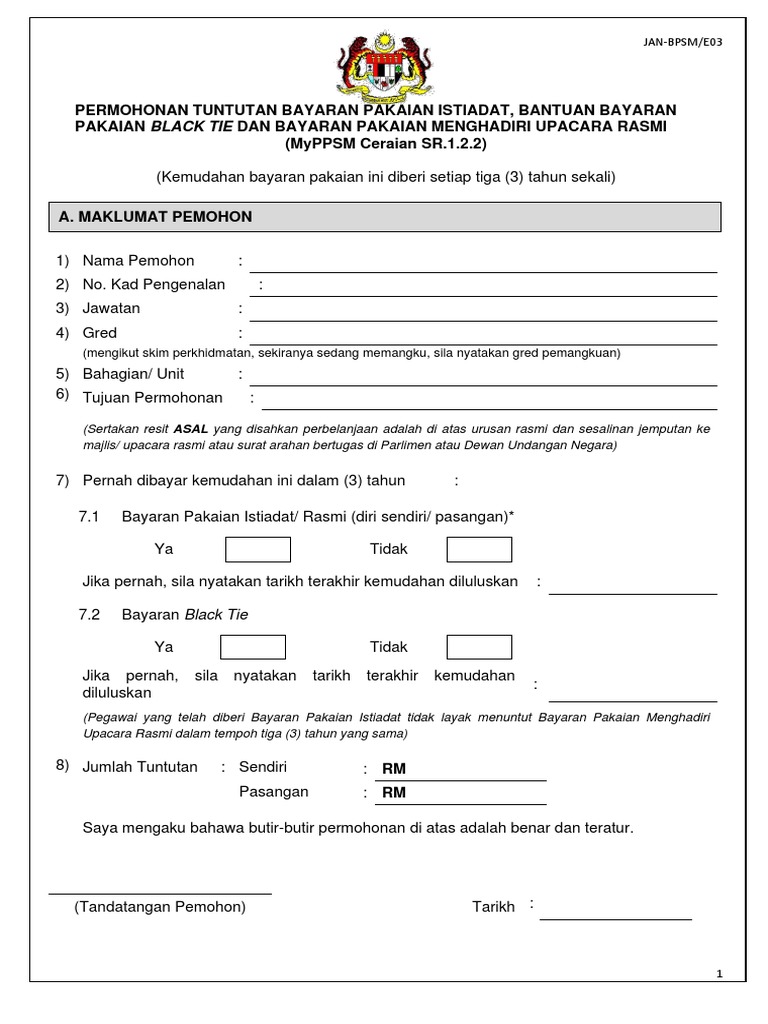 3_BORANG_PAKAIAN_ISTIADAT_BLACK_TIE___UPACARA_RASMI | PDF