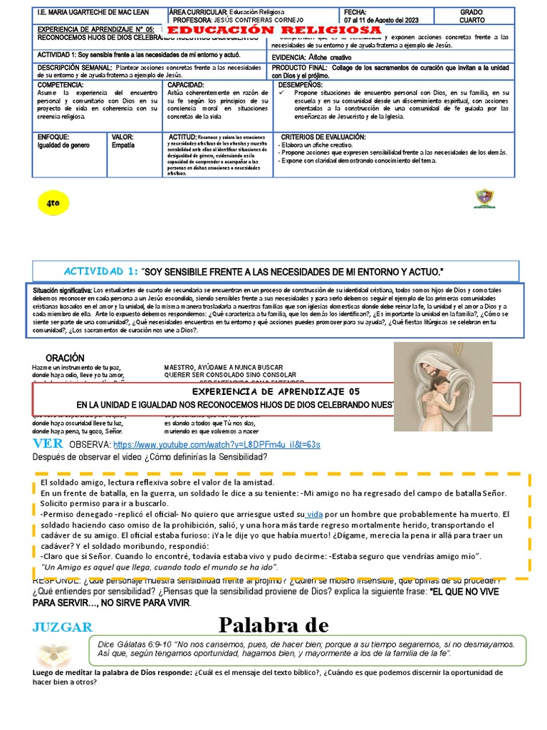 4° Eda 5 Act 1 Sensibilidad | PDF