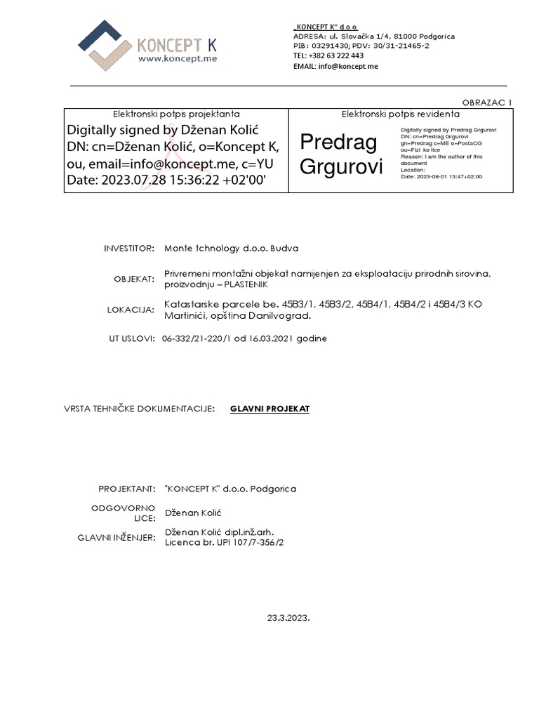 2.1.1. Projekat Arhitekture Monte Tehnology X | PDF